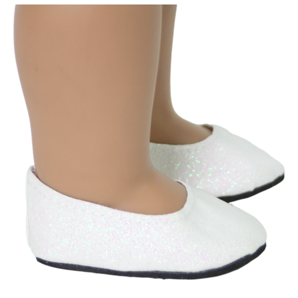 White Sparkle Shoes 18" Doll Clothes for American Girl Dolls