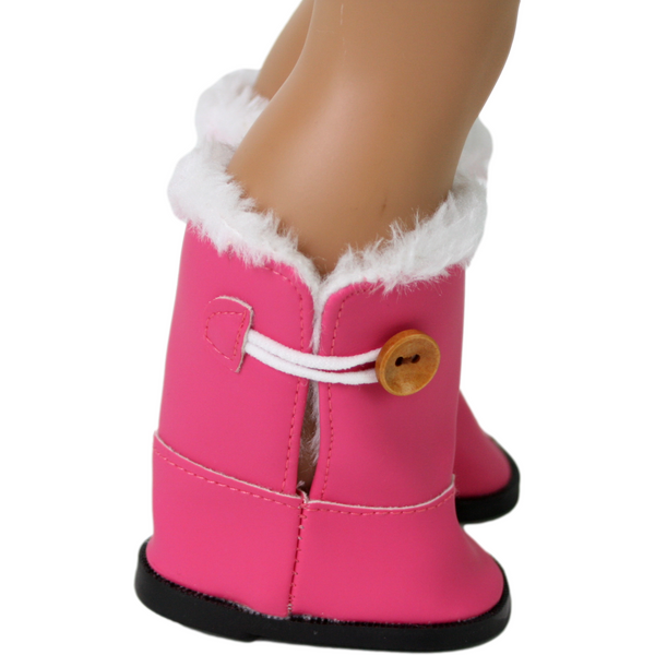 Hot Pink Fur Lined Boot w/ closure 18" Doll Clothes for Americ...